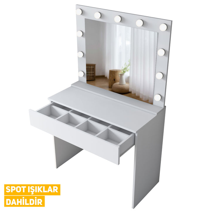 BJ120 Hollywood Işıklı Aynalı Makyaj Masası | Rani Mobilya