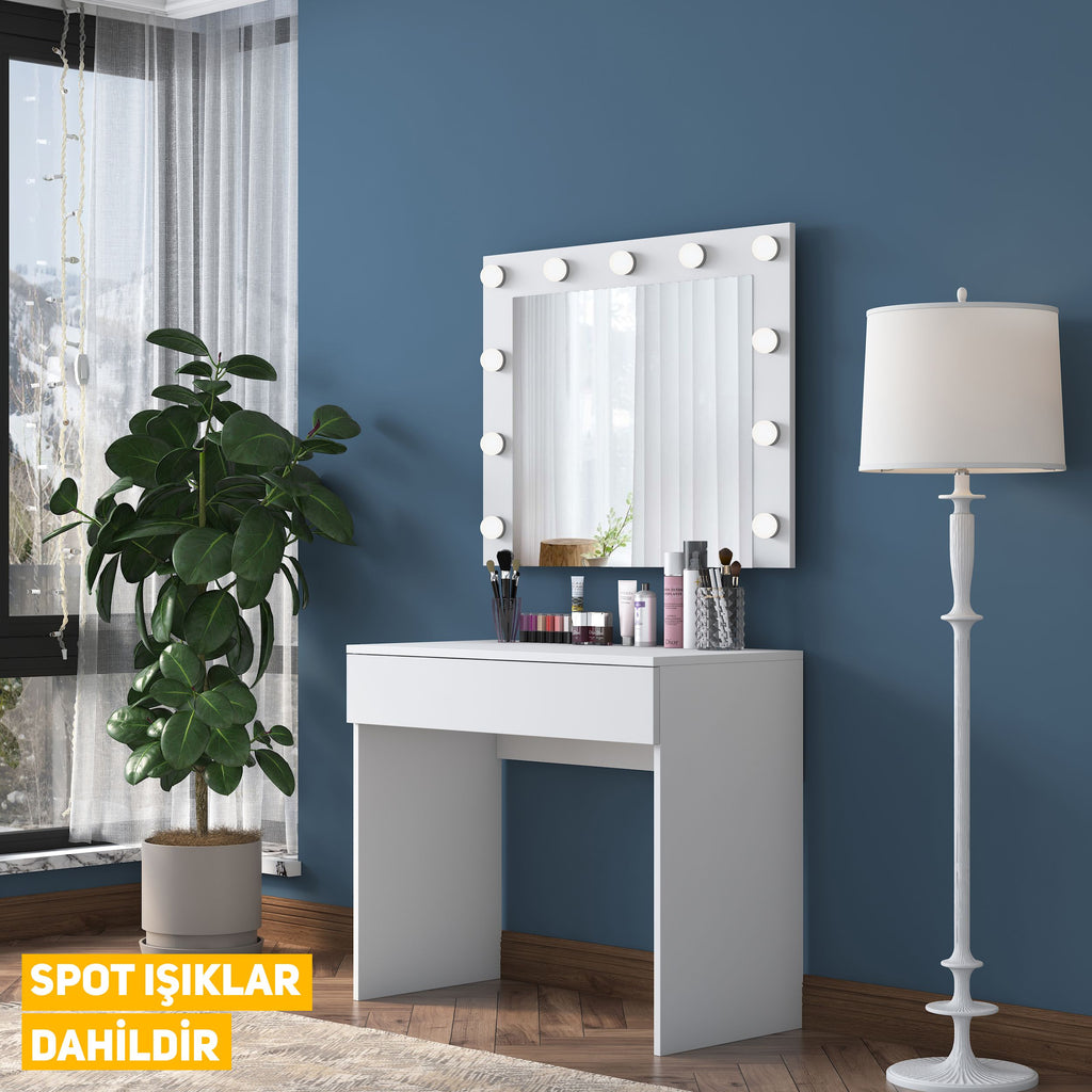 BJ120 Hollywood Işıklı Aynalı Makyaj Masası | Rani Mobilya