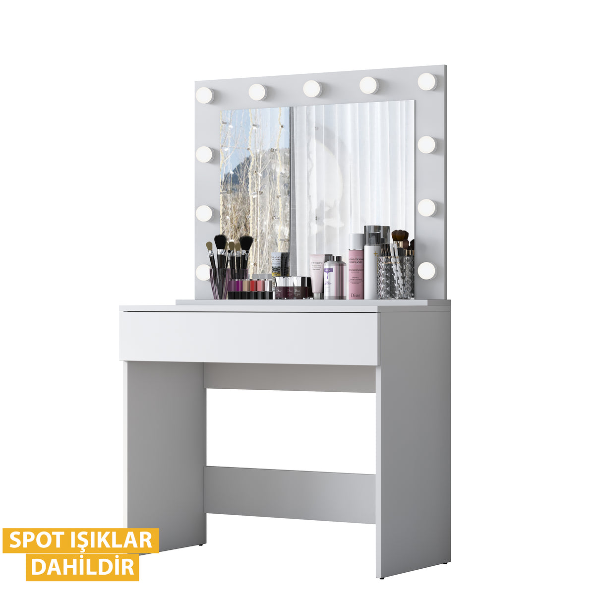 BJ120 Hollywood Işıklı Aynalı Makyaj Masası | Rani Mobilya