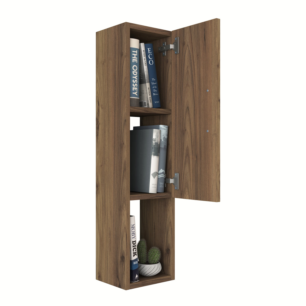 E2 Kapaklı 3 Bölmeli Duvar Rafı Minyatür Ceviz | Rani Mobilya