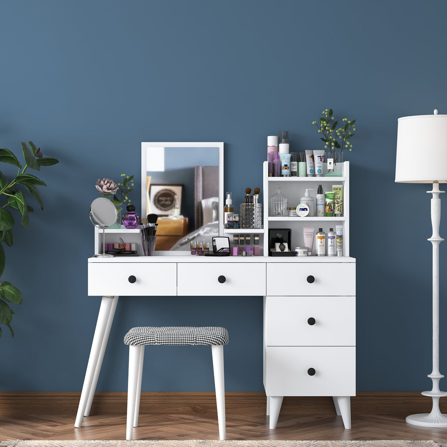 BJ101 Aynalı Makyaj Masası + Puf | Rani Mobilya