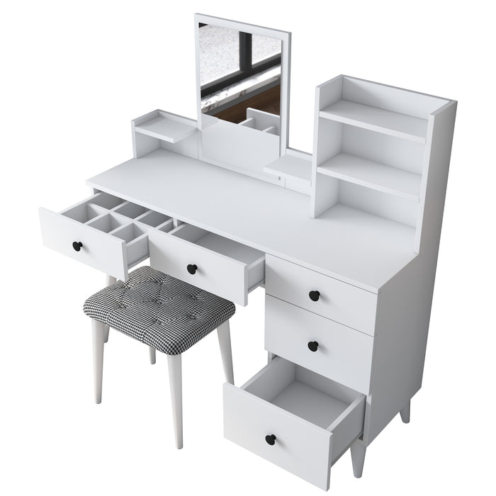 BJ101 Aynalı Makyaj Masası + Puf | Rani Mobilya