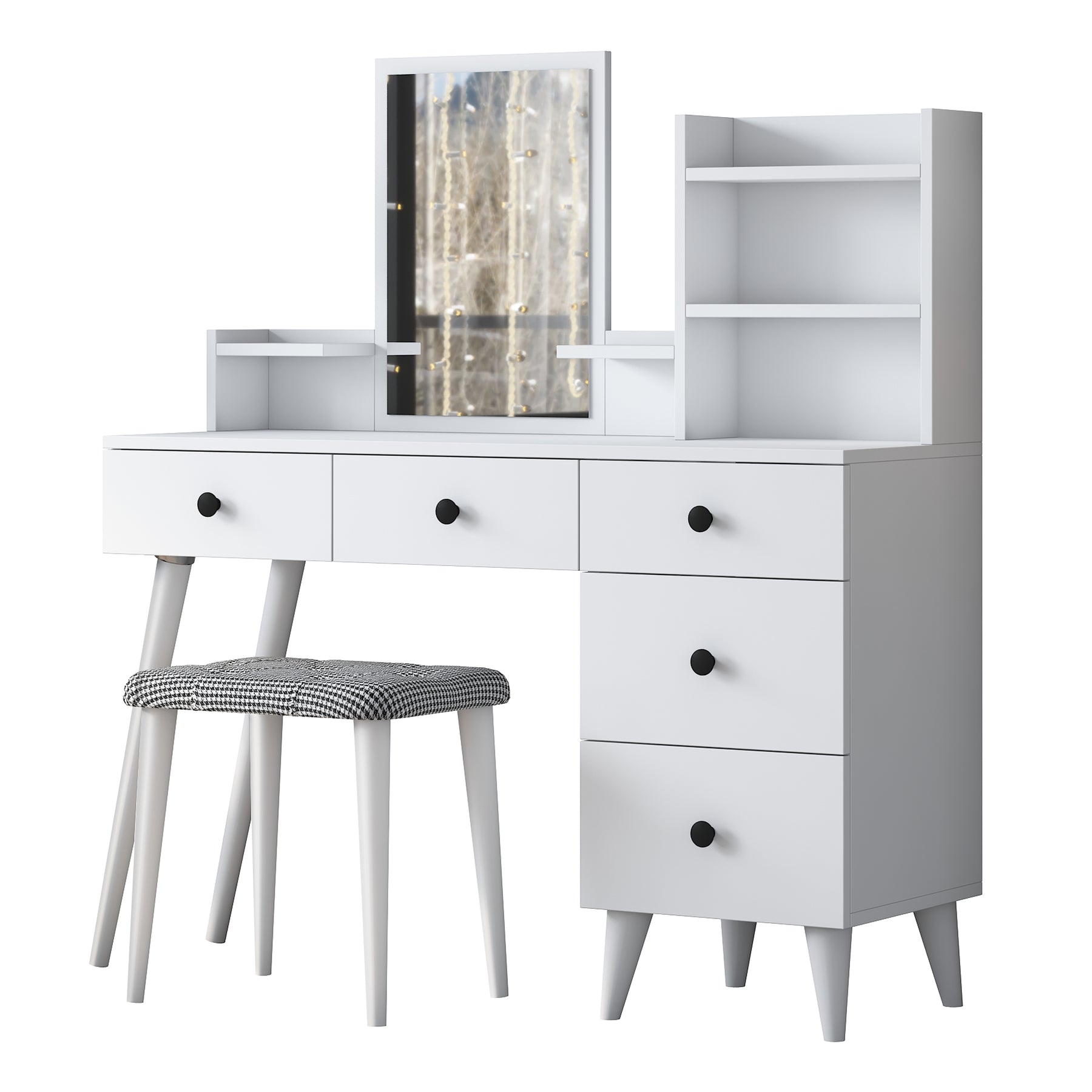 BJ101 Aynalı Makyaj Masası + Puf | Rani Mobilya