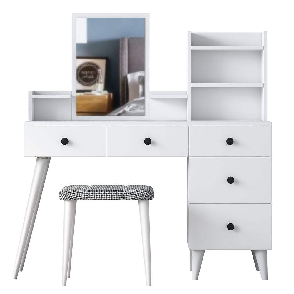 BJ101 Aynalı Makyaj Masası + Puf | Rani Mobilya